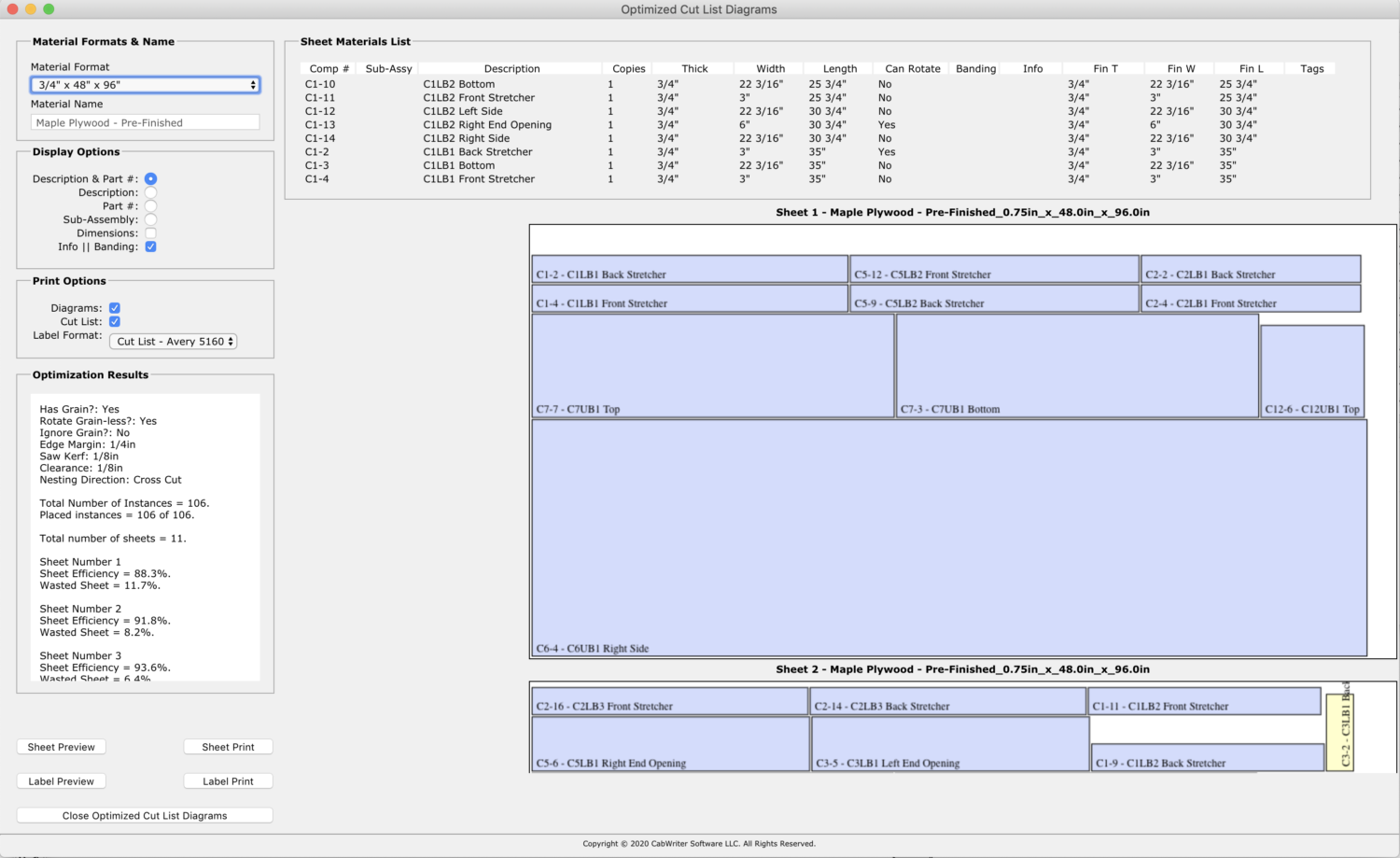 Sheet Good Optimization – CabWriter