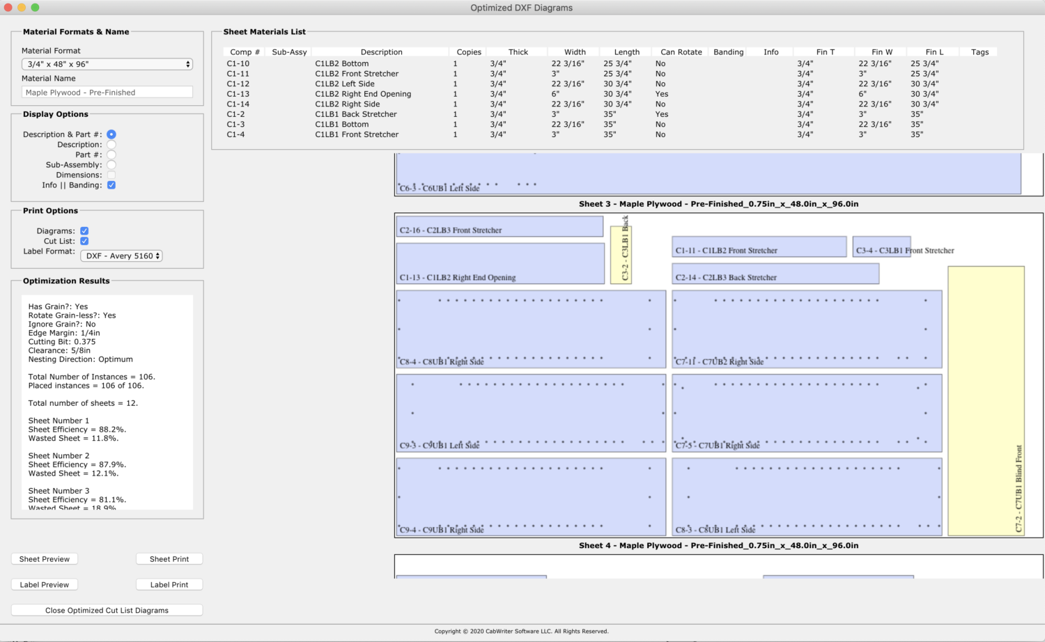 Sheet Good Optimization – CabWriter